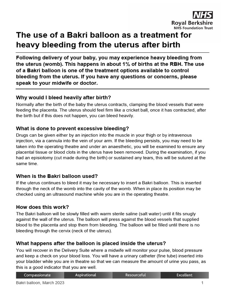 Bakri Balloon for Postpartum Hemorrhage | PDF | Intravenous Therapy ...