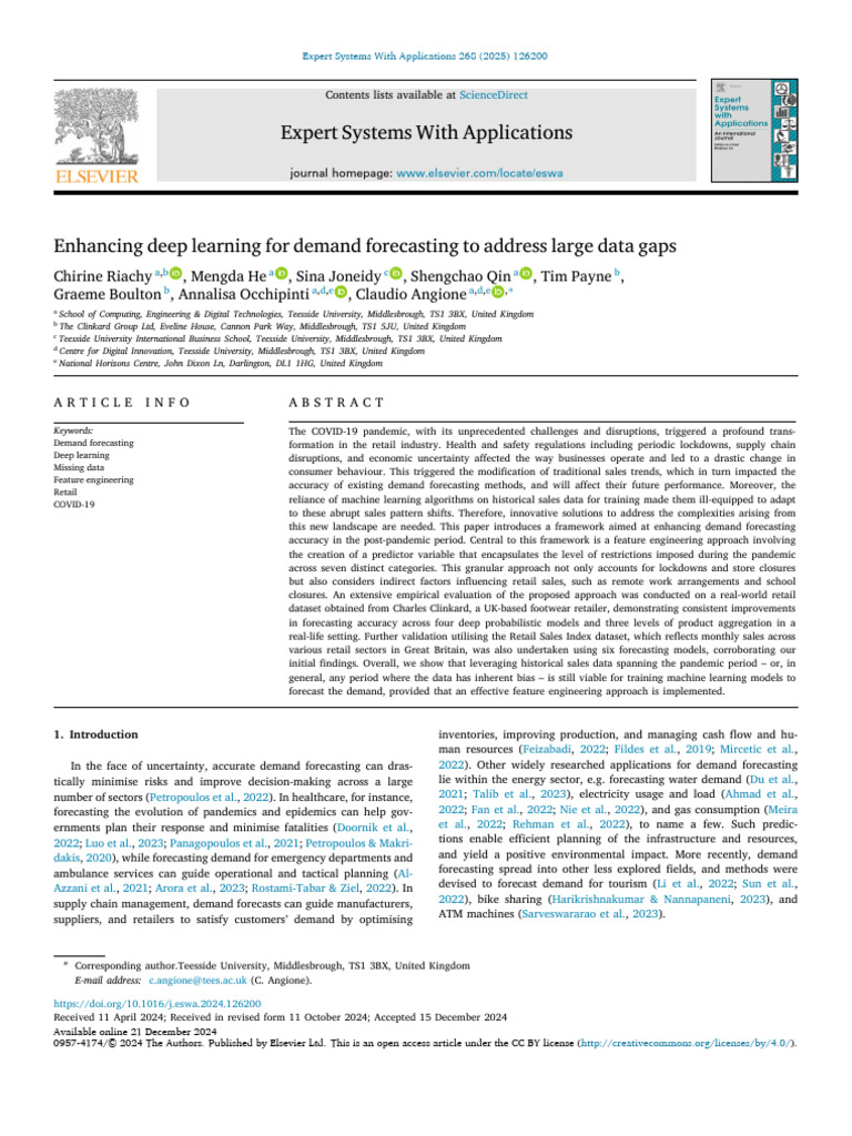 Enhancing Deep Learning for Demand Forecasting to Address Large Data Gaps | PDF | Forecasting ...