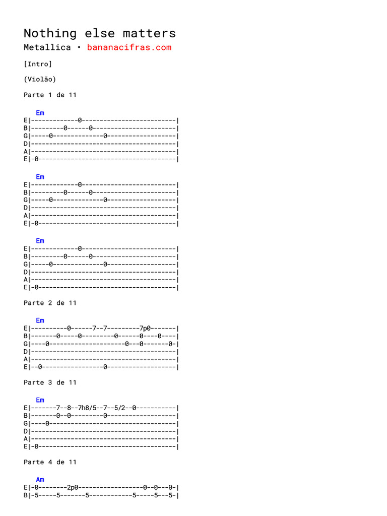 Metallica - Nothing Else Matters | PDF