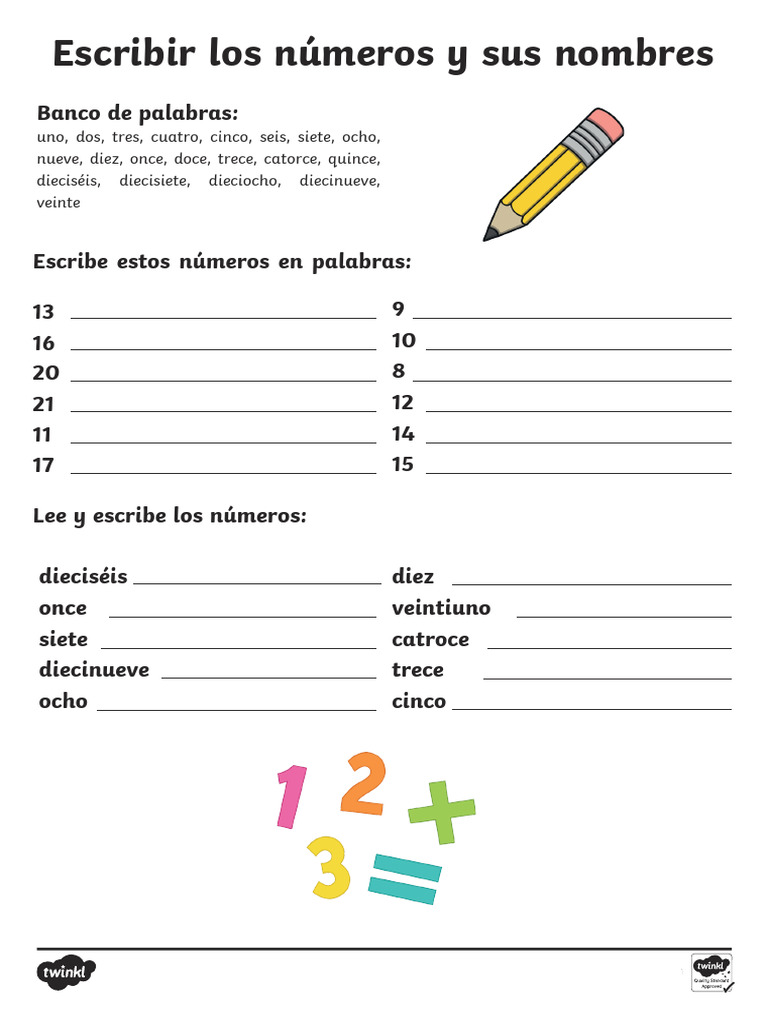 Ficha de Actividad Escribir Los N Meros y Sus Nombres | PDF