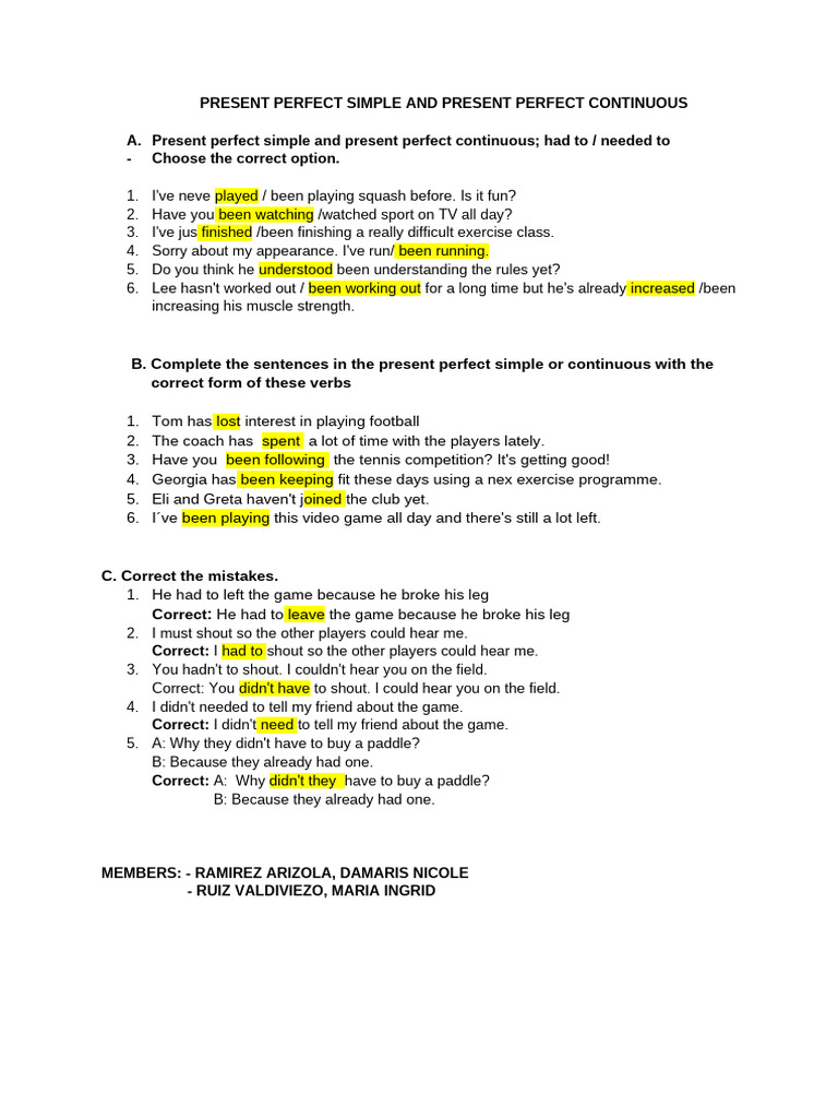 Present Perfect Tenses Explained | PDF
