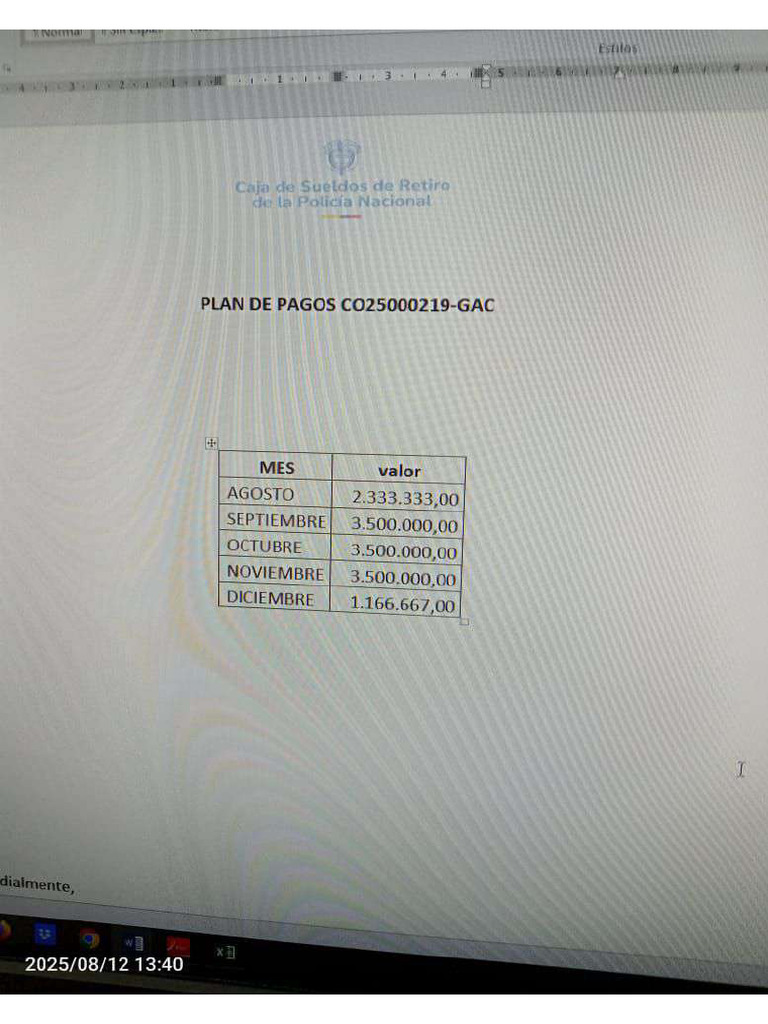 Plan de Pagos Agosto 2025 ETB | PDF