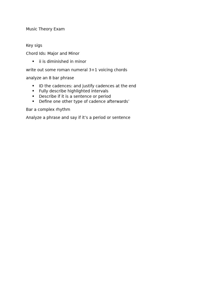 Music Theory Exam | PDF