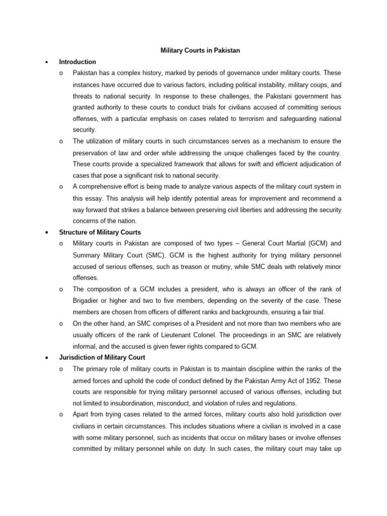 Overview of Military Courts in Pakistan | PDF | Court Martial | Right ...