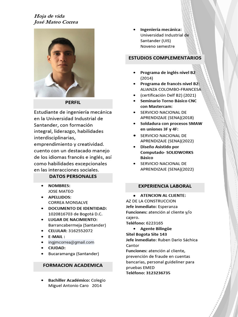 HV Jose Mateo Correa Monsalve | PDF | Ingeniería
