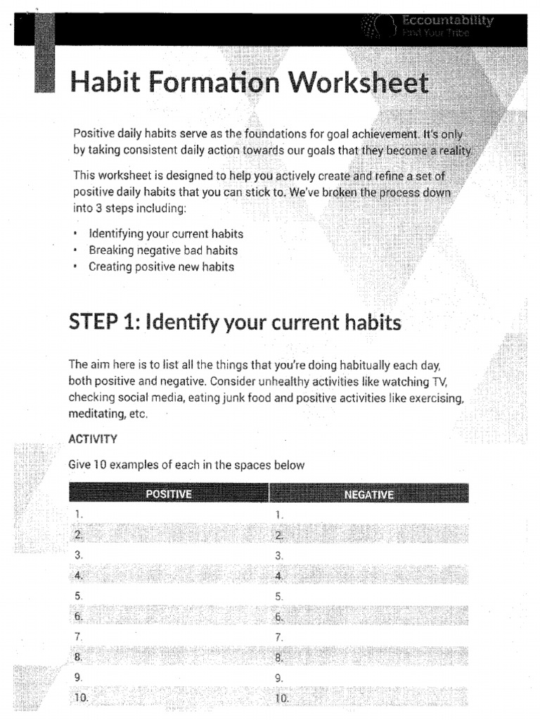 HABIT Forming Worksheet | PDF