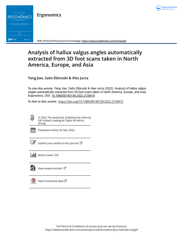 Hallux Valgus Angle Analysis via 3D Scans | PDF | Toe | Foot