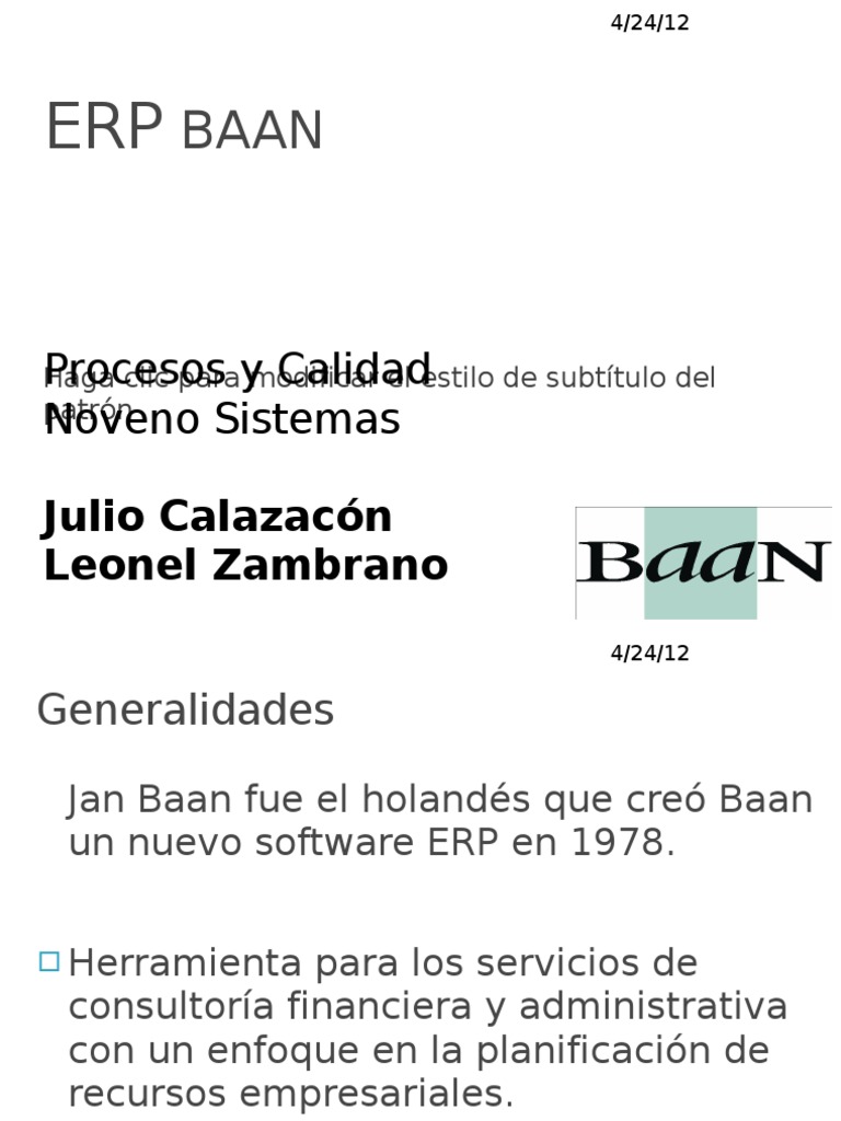 Erp Baan | PDF | Planificación de recursos empresariales | Informática