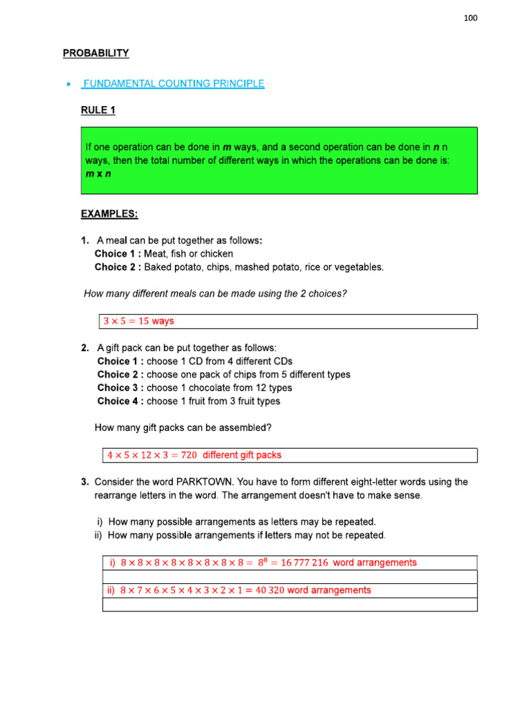 Counting Principle GR 12 Probability | PDF