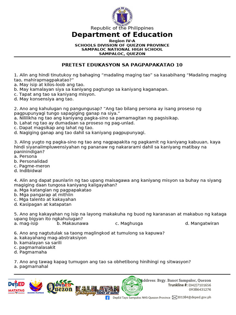 Pre Test 2025 2026 | PDF