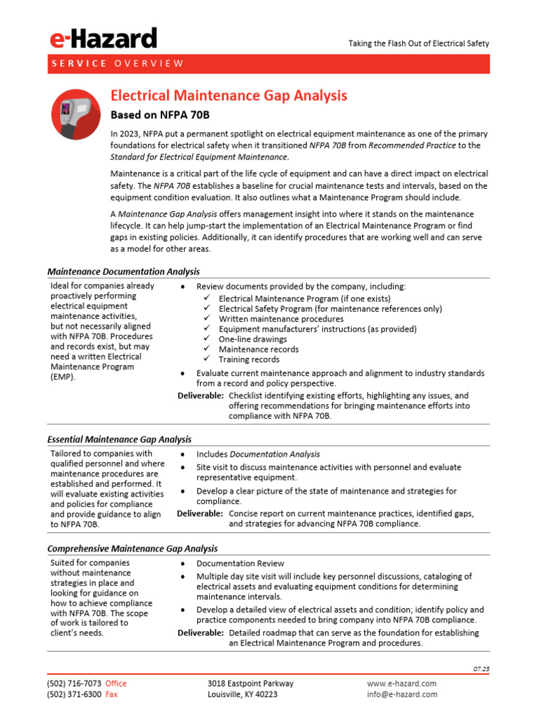 Electrical Maintenance Gap Analysis Guide | PDF