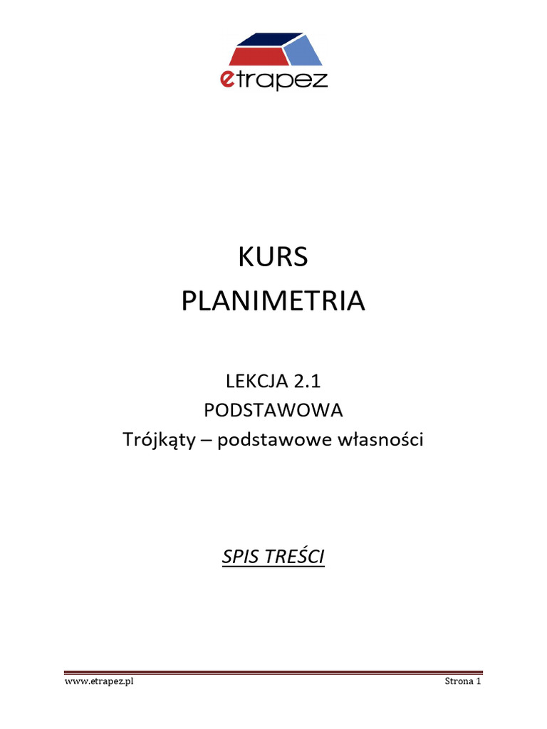 ! Spis Treści Lekcja 2.1 P | PDF