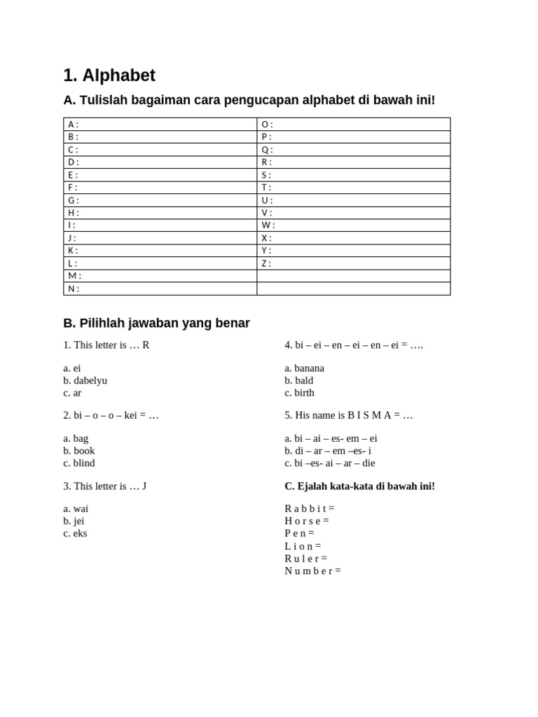 Soal Alphabet | PDF