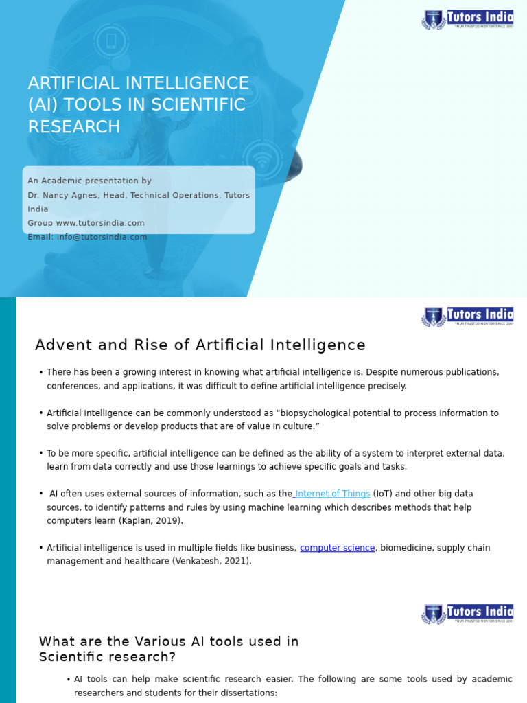 Artificial Intelligence (Ai) Tools in Scientific Research | PDF ...