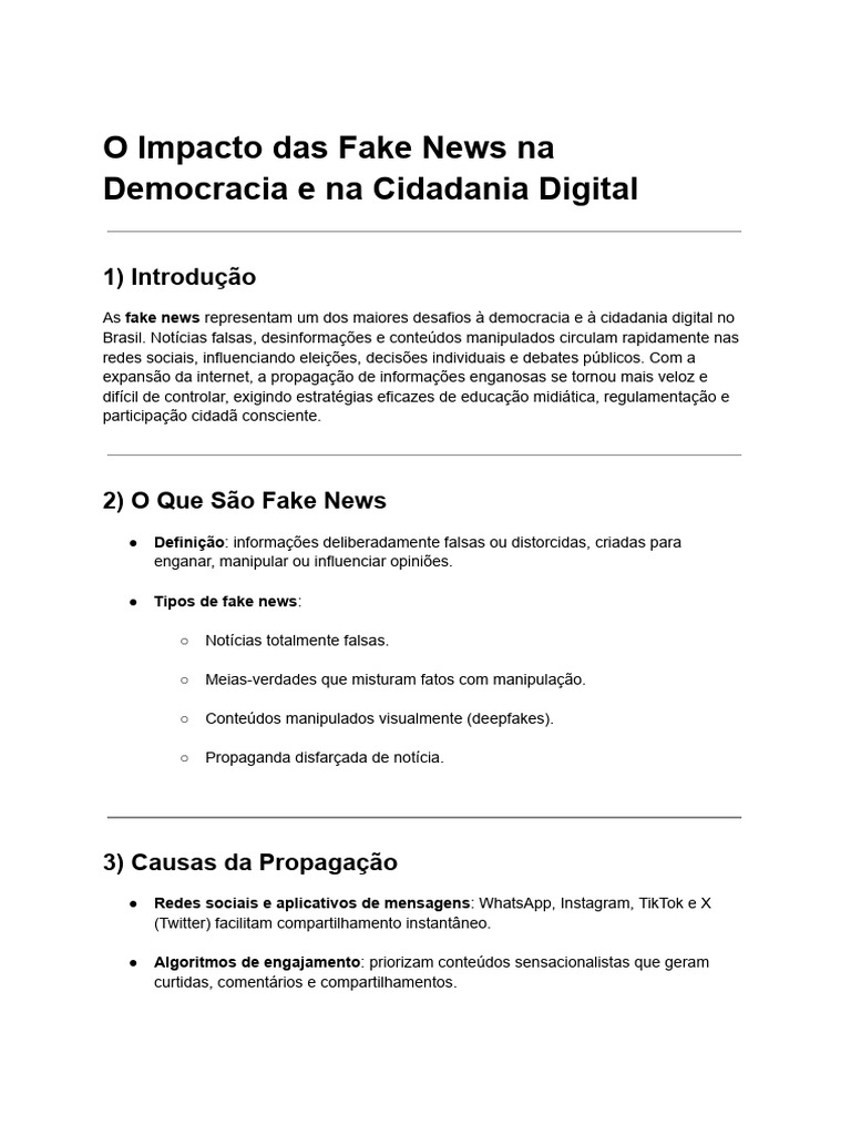 Fake News: Impactos na Democracia e Cidadania | PDF | Democracia ...