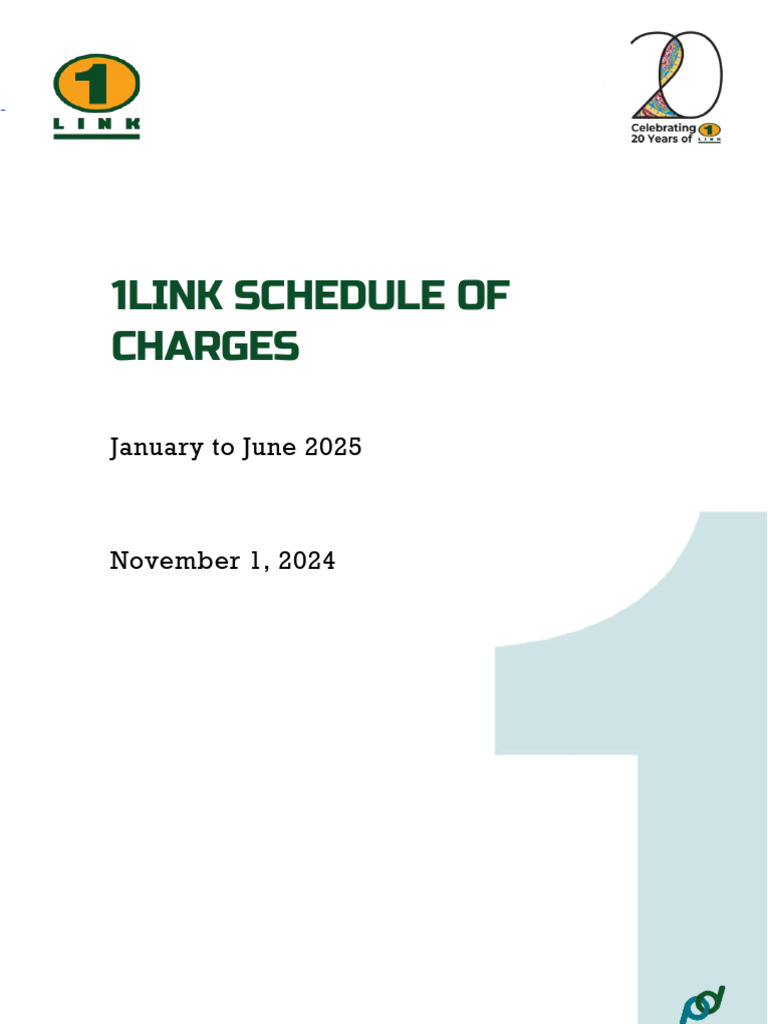 1LINK Charges Schedule 2025 | PDF | Debit Card | Credit Card