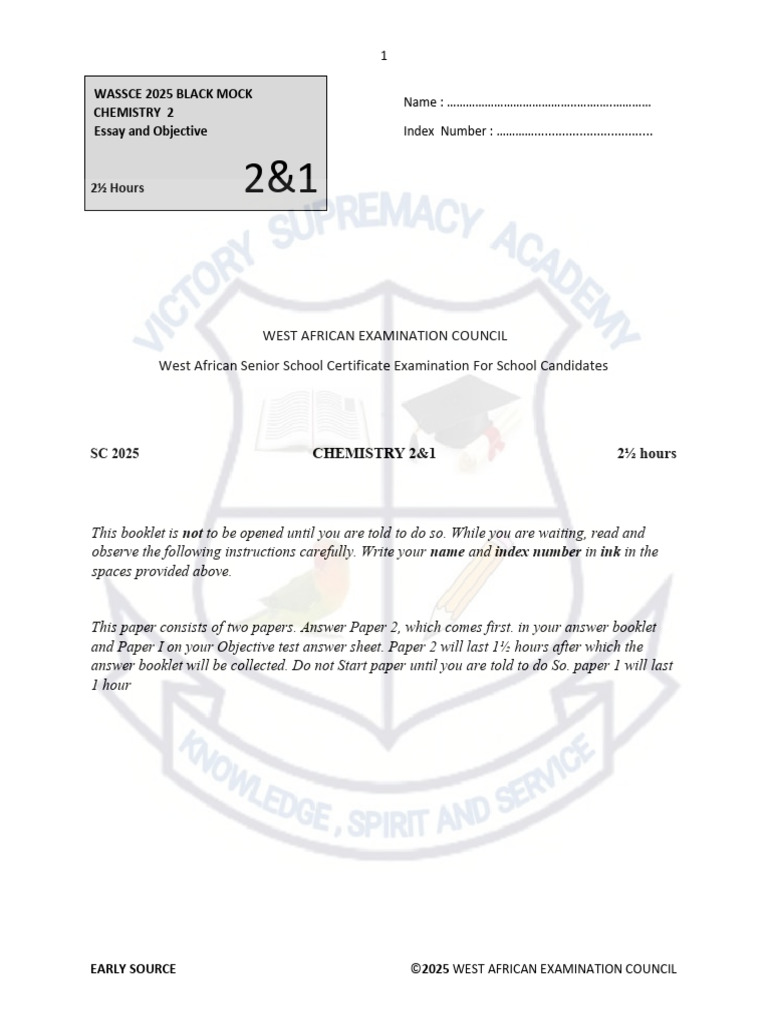 WASSCE 2025 Chemistry Exam Paper | PDF | Isomer | Sodium Hydroxide