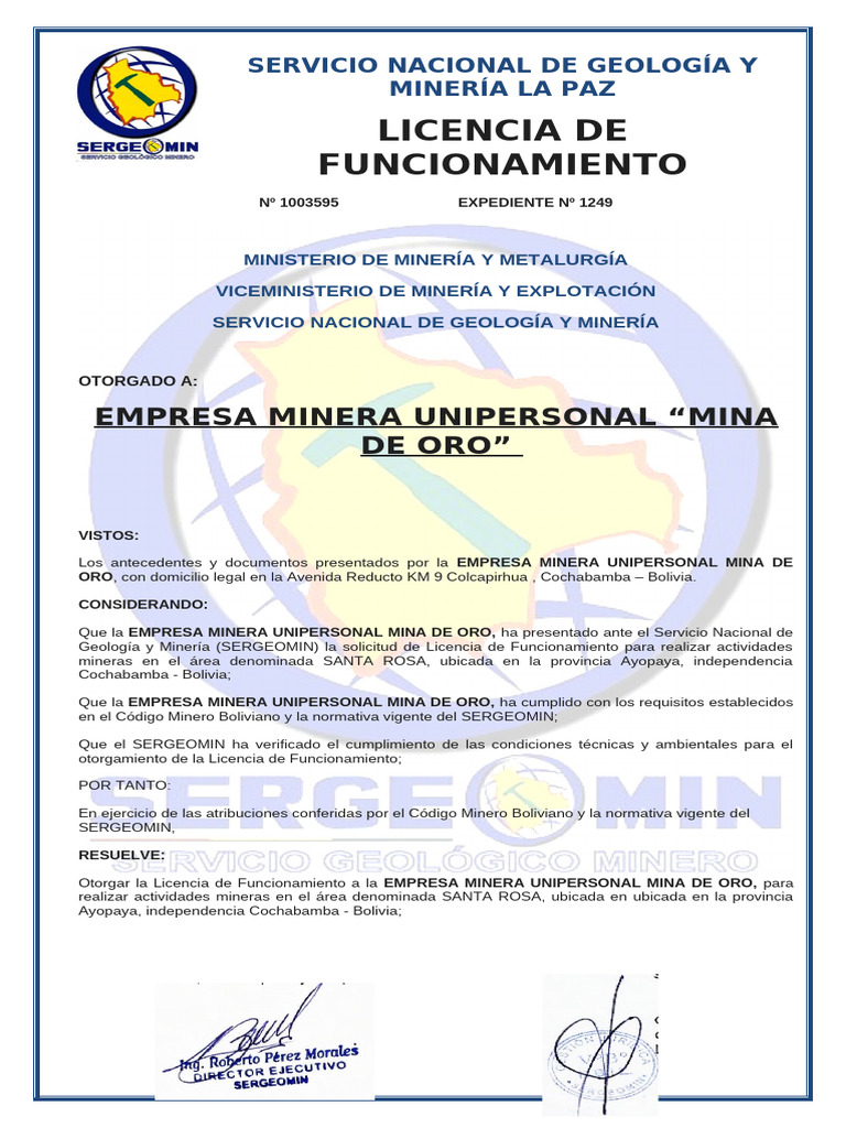 12.1 Licencia de Funcionamiento de Sergeo... TERMINADO | PDF