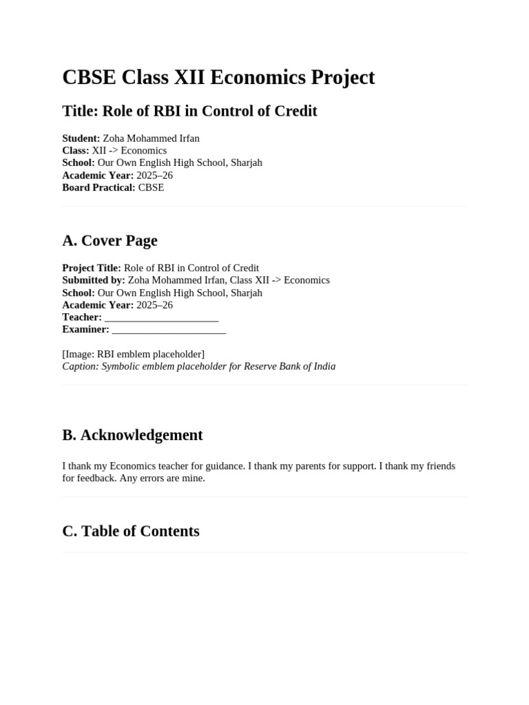 RBI's Role in Credit Control for Class 12 | PDF | Reserve Bank Of India ...