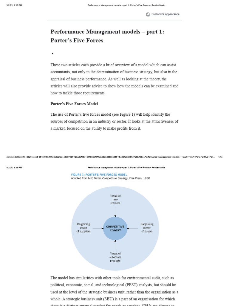 Performance Management Models - Part 1 - Porter's Five Forces - Reader ...
