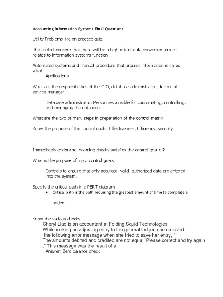 Accounting Information Systems Final Questions | PDF | Sarbanes–Oxley Act | Cloud Computing