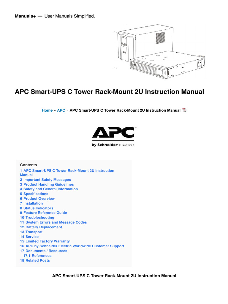 Smart Ups c Tower Rack Mount 2u Manual | PDF | Electrical Wiring | Damages