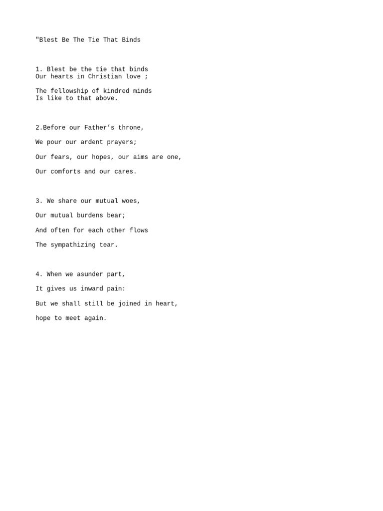 Blessed Be The Tie That Bind | PDF