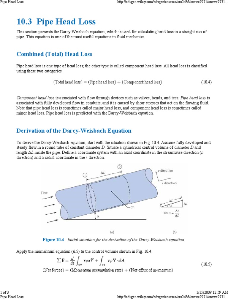 10.3-Pipe Head Loss | Gas Technologies | Physical Quantities