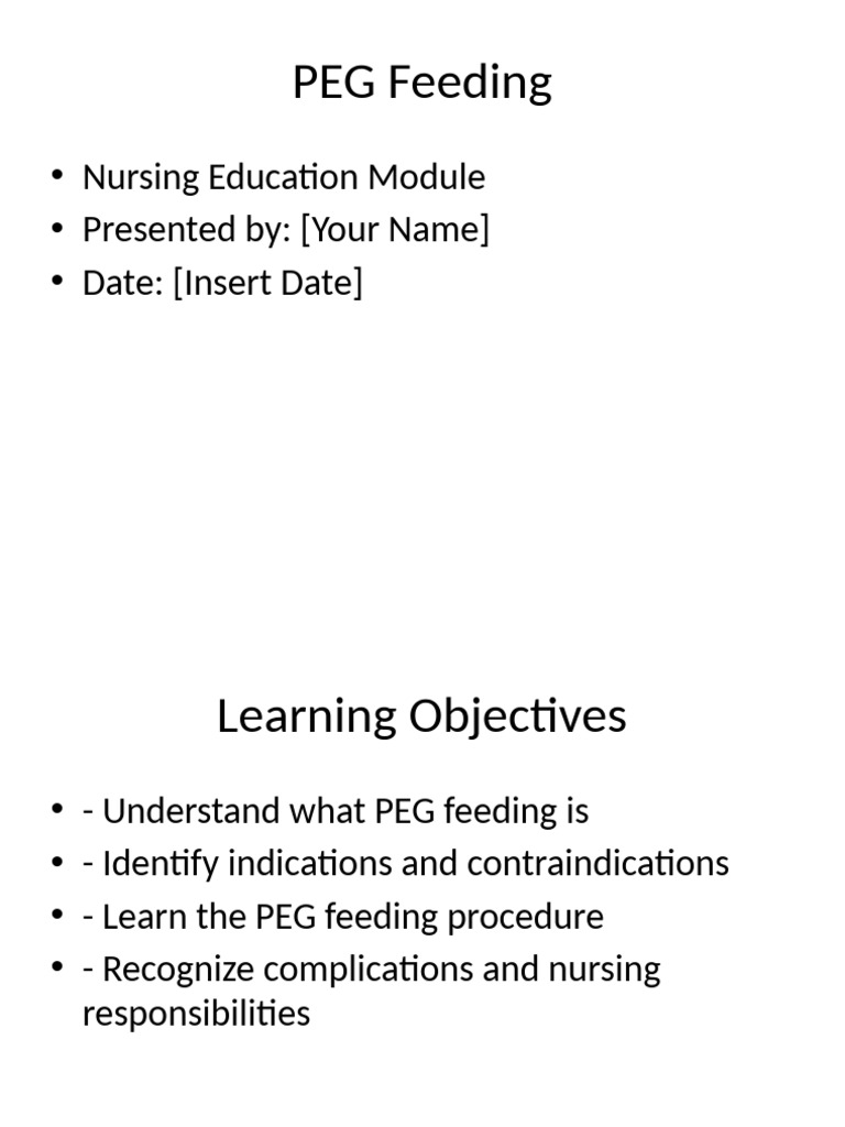 PEG Feeding: Nursing Guide & Protocols | PDF
