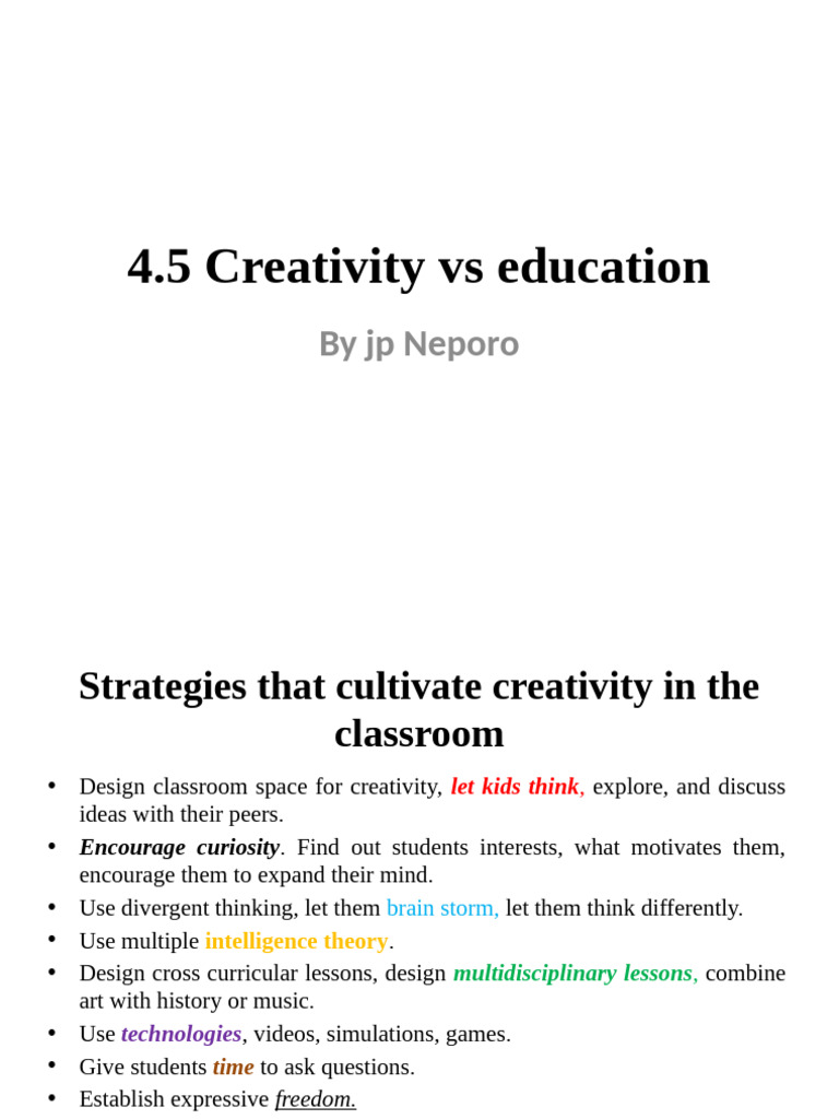 Strategies to Foster Creativity in Education | PDF | Creativity | Learning