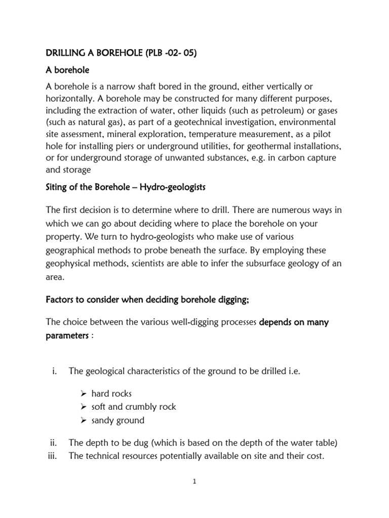 Borehole Drilling Process Explained | PDF | Casing (Borehole ...