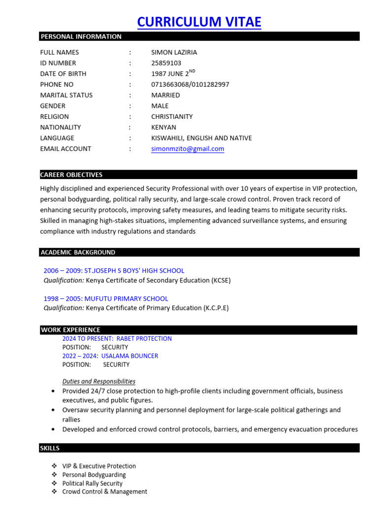 Simon Laziria - Security Professional CV | PDF