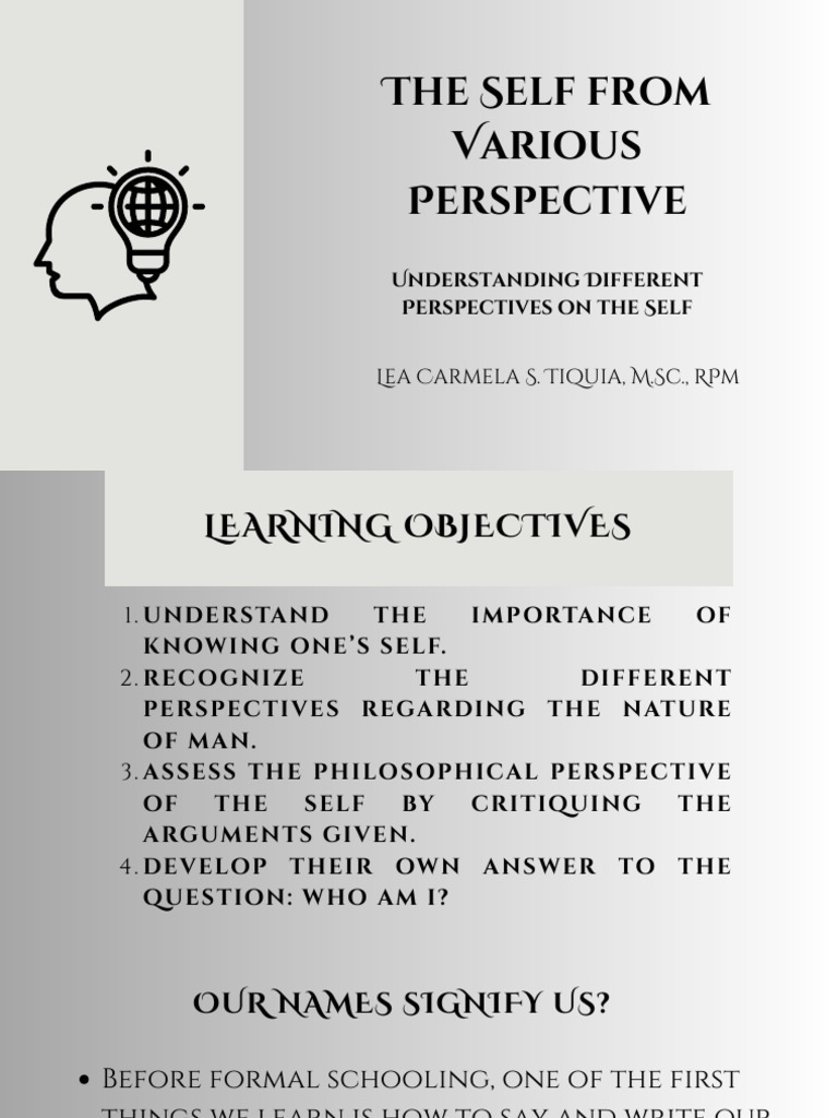 The Self From Various Perspective | PDF | Socrates | Philosophy Of Self
