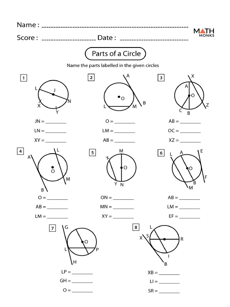 Name That Circle Part Worksheet | PDF