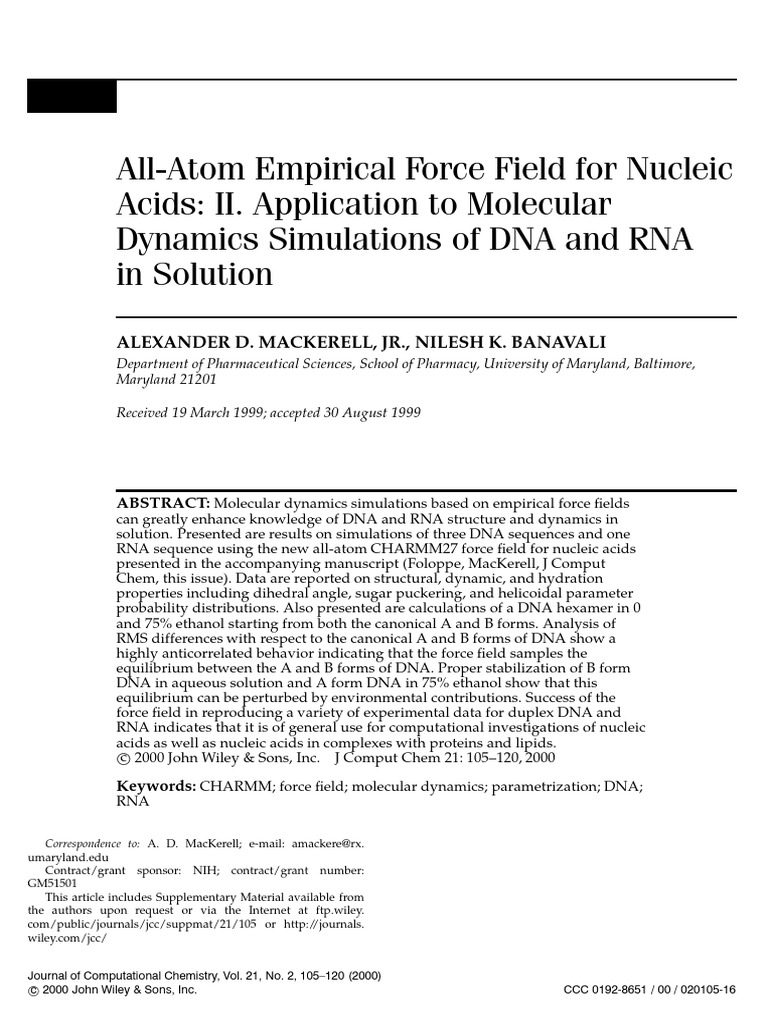 All-Atom Empirical Force Field For Nucleic Acids - II | PDF | Force ...