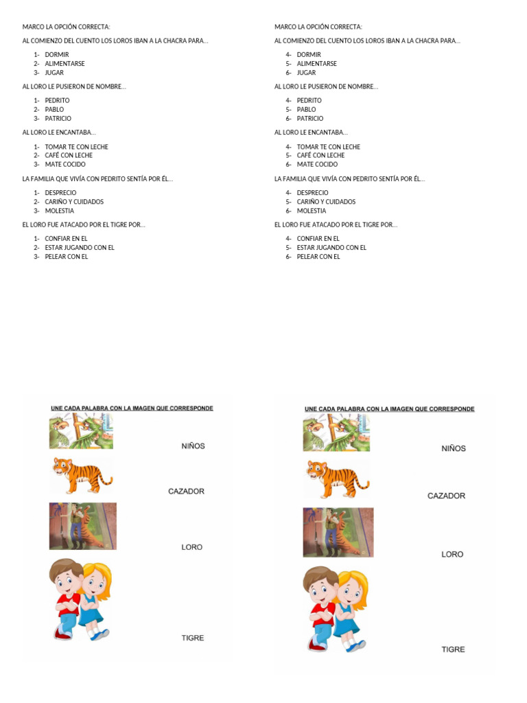 Actividades sobre "El loro pelado" | PDF