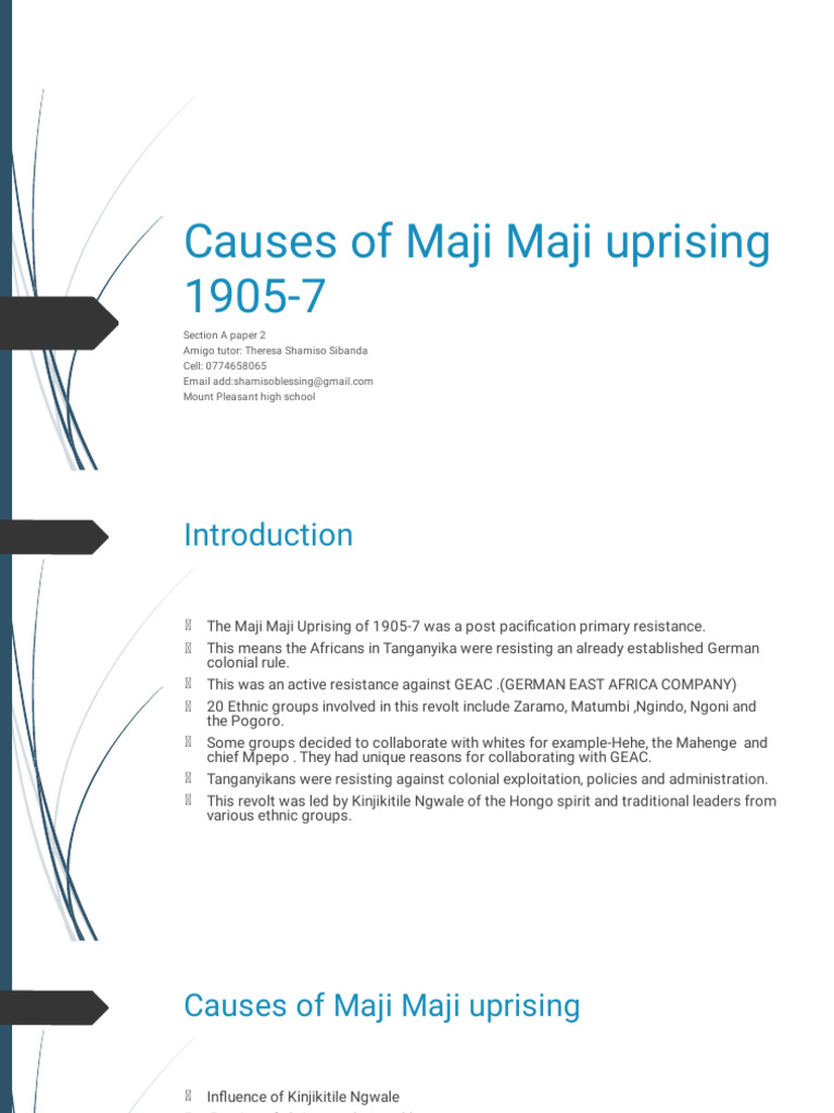 Causes of Maji Maji Uprising 1905-7 | PDF | Taxes