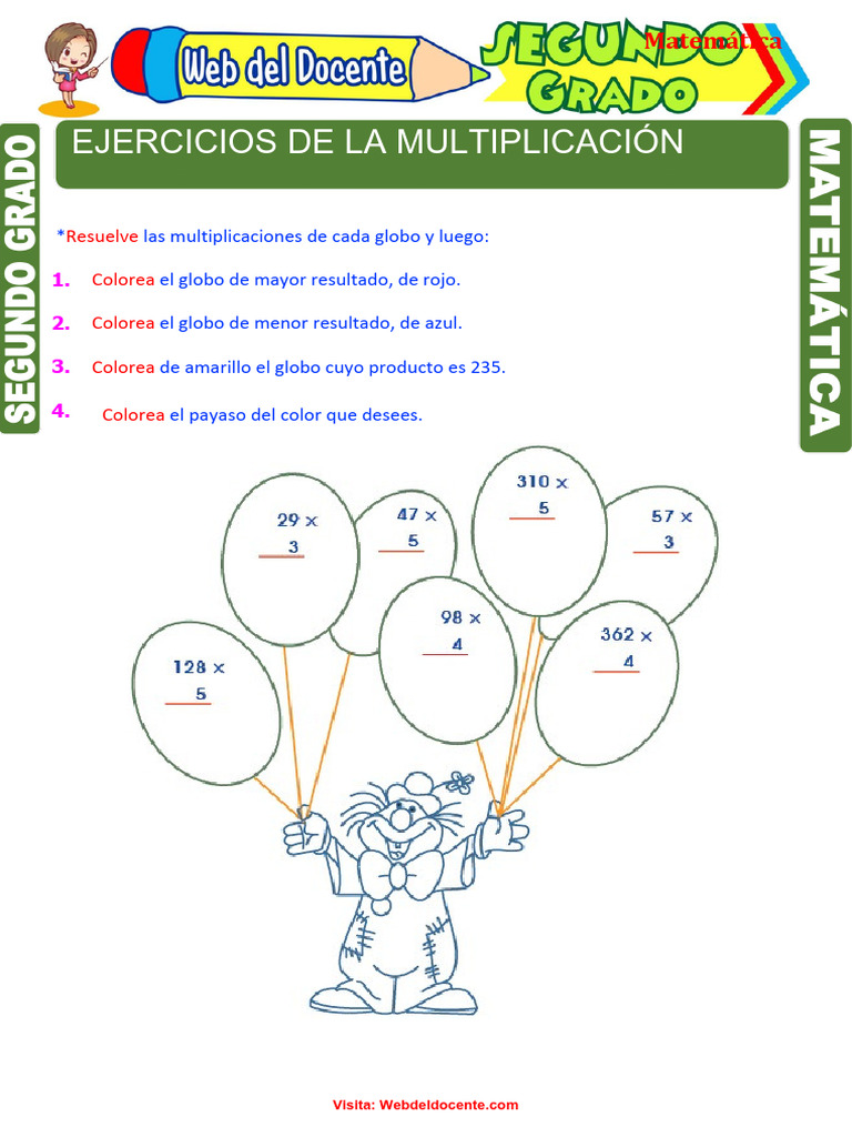 Ejercicios de Multiplicación 2° Grado | PDF | Multiplicación | Matemáticas