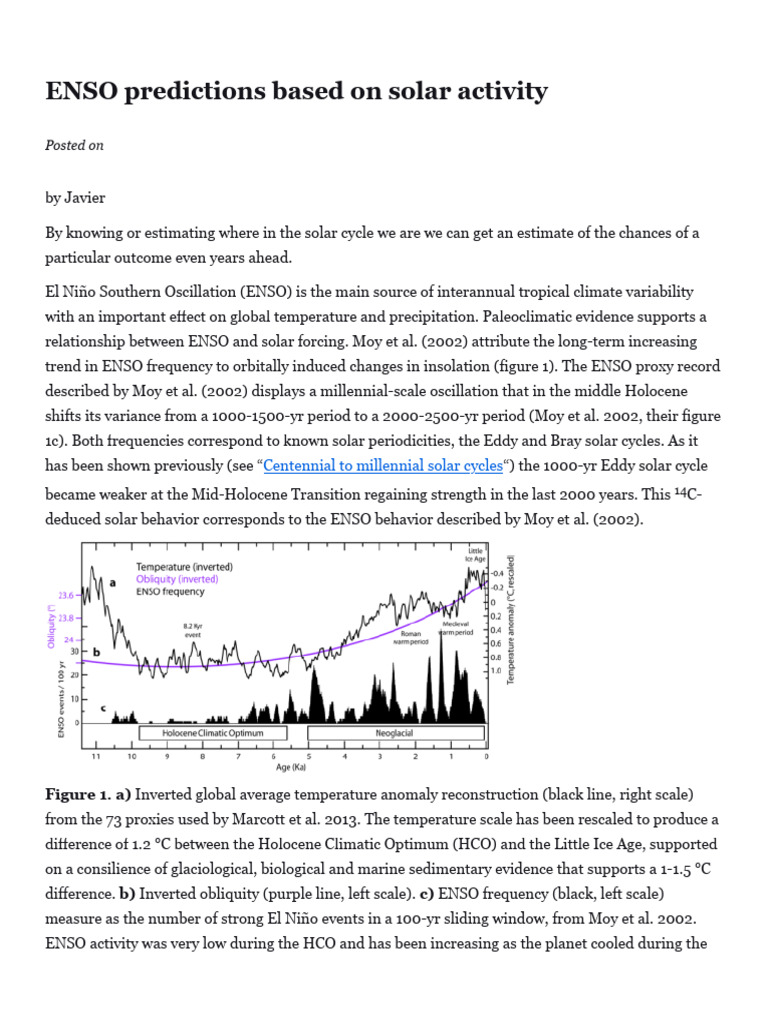 Solar Activity's Impact on ENSO Predictions | PDF | Climate | Earth ...