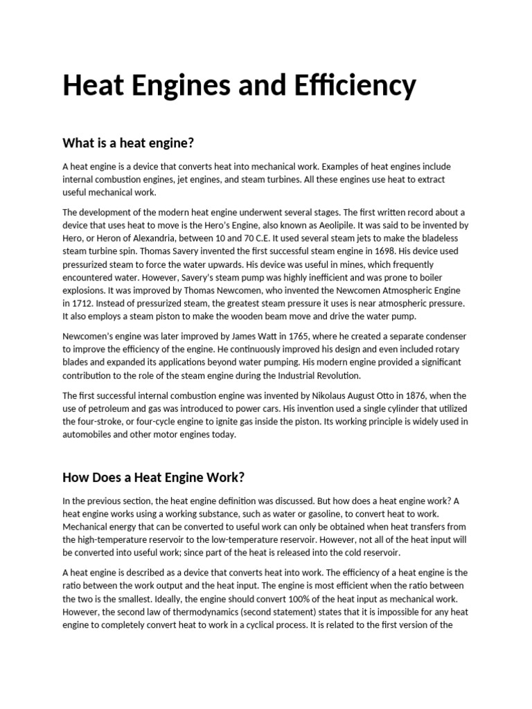 Heat Engines and Efficiency | PDF | Steam Engine | Heat