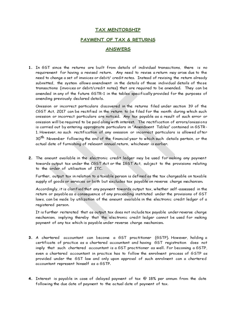 Answer.payment of Tax & Returns | PDF | Taxes | Payments