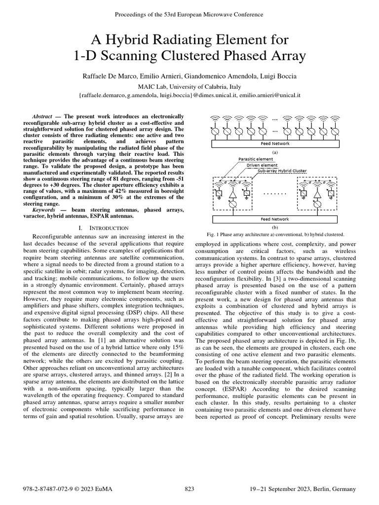 A Hybrid Radiating Element For 1-D Scanning Clustered Phased Array ...