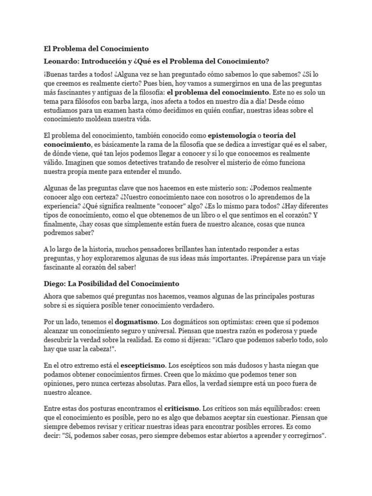 Resumen - El Problema Del Conocimiento | PDF | Conocimiento | Verdad
