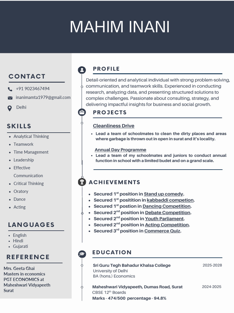 Blue and Gray Simple Professional CV Resume | PDF