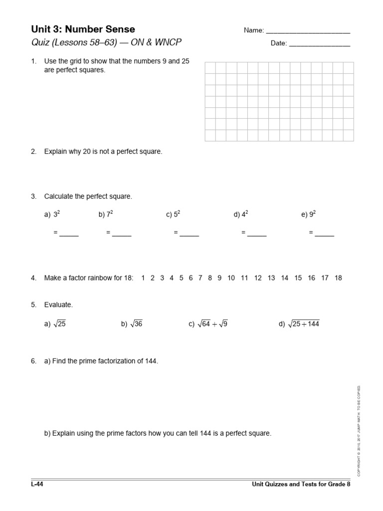 Prime Factorization and Perfect Squares | PDF | Elementary Mathematics ...
