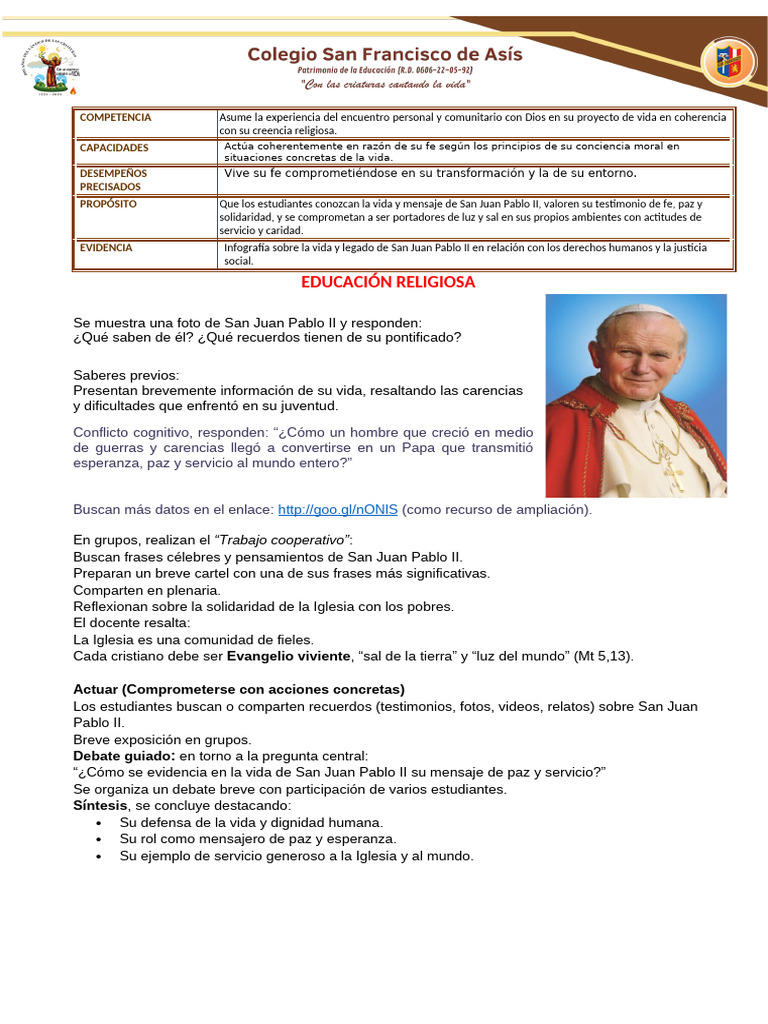 Legado de San Juan Pablo II en la Fe | PDF | Papa juan pablo ii ...