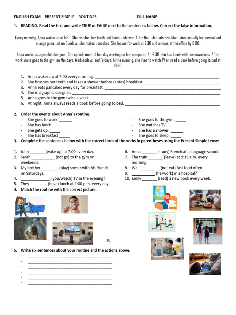 Afte - English Exam - Present Simple | PDF | Chess | Chess Theory