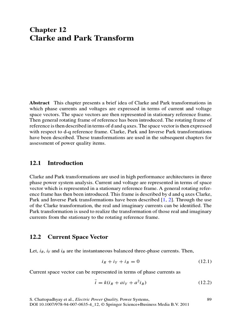 Clarke and Park Transformations Explained | PDF | Rotation | Matrix ...