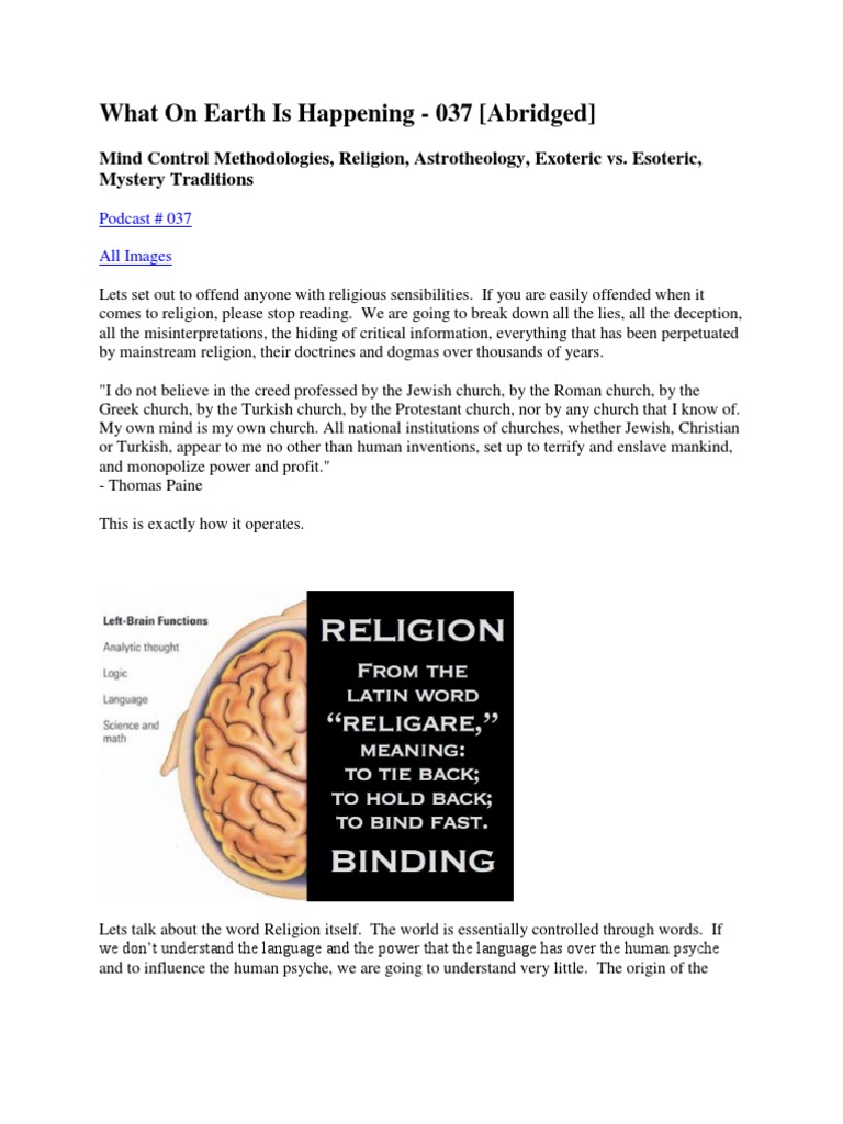 WOEIH - 037 (Abridged) - Mind Control Methodologies, Religion ...