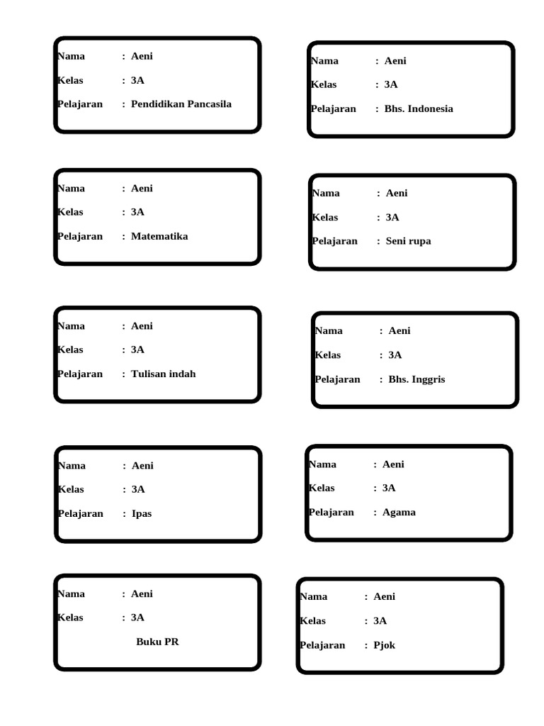 Label Mapel 3A | PDF